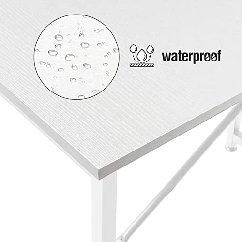 Lufeiya 47 inch White Computer Desk - Modern Simple Student Study Table for Bedroom Home Office Writing Desk