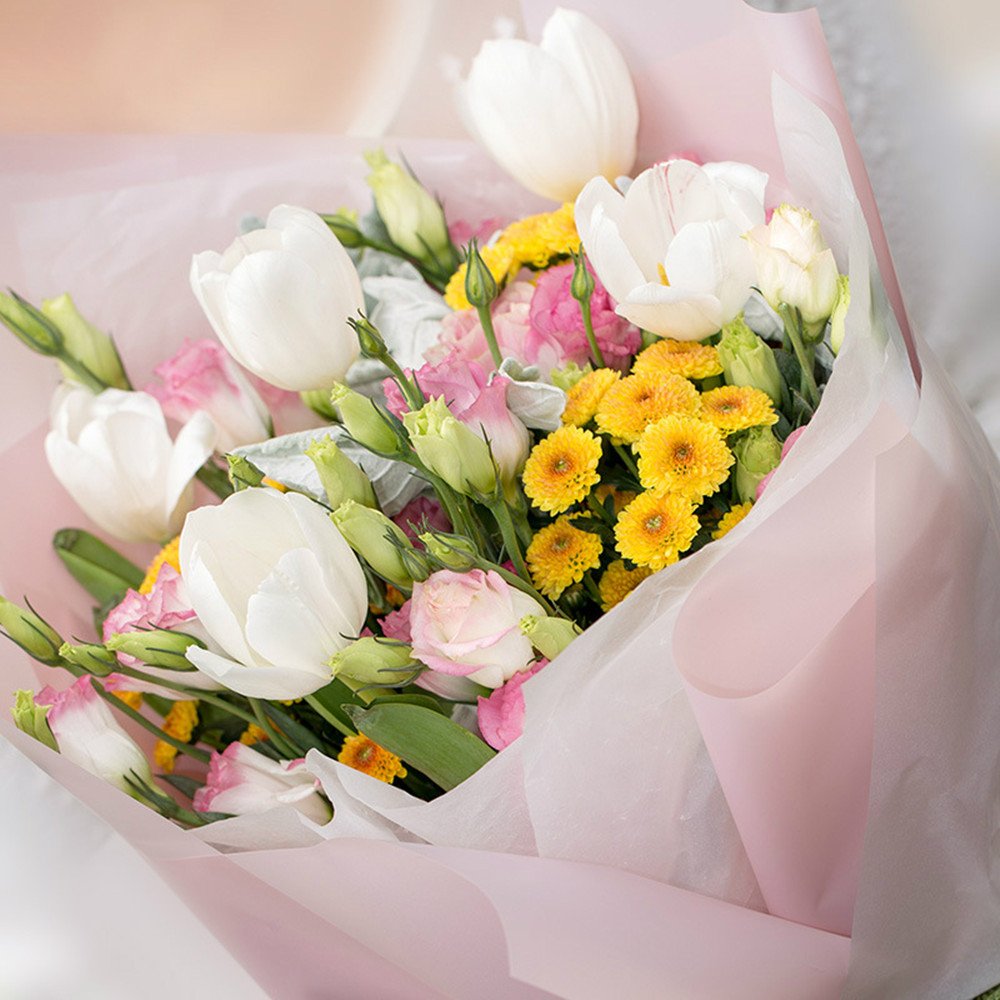 Korean Style Flower Wrapping Paper Floral Bouquet Gift Packaging Supplies Multi Colors 20 Counts (white)