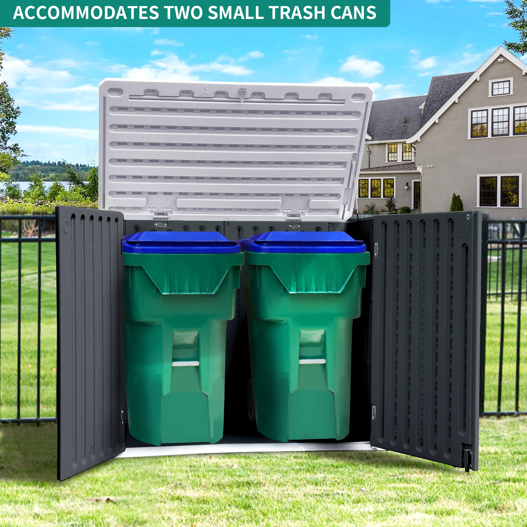YITAHOME Outdoor Resin Storage Sheds, 39 in Height Lockable Waterproof Horizontal Shed w/o Shelf,Easy to Assemble Shed Storage for Garden Tools, Dark Gray