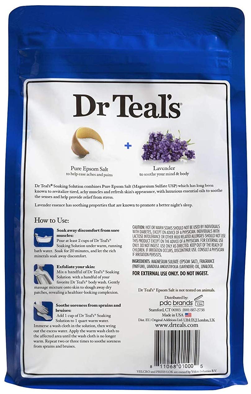 Dr Teal's Lavender & Melatonin Bath Soak Variety Gift Set (2 Pack, 3lb Ea.) - Soothe & Sleep Lavender, Melatonin Sleep Soak - Essential Oils Blended with Epsom Salt Ease Pain & Promote Better Sleep