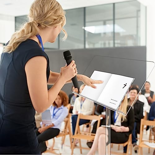 Clear Acrylic Podium Stand, Portable Podium Conference Lecterns Acrylic Pulpits for Churches Weddings Classroom Concert Speech