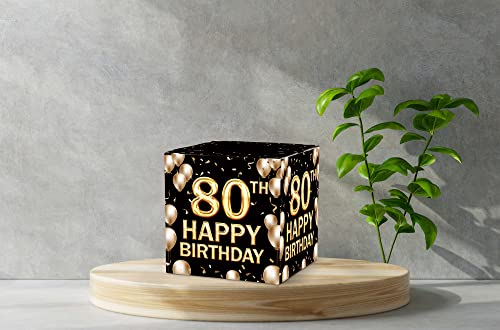 Keydaat 80th Birthday Card Box,Black And Gold Card Box for Birthday Party Decorations ,Party Supplies, Money Box - 1 PC (032 sr)