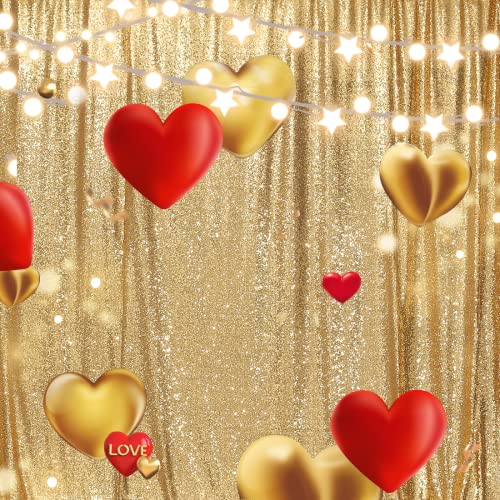 Juya Delight 6ft x 8ft New Gold Sequin Backdrop Curtain for Party Wedding Photography