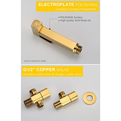 DFHBFG Toilet Bidet Sprayer Hand Held Douche Kit Shiny Gold Bathroom Cleaner Shower Head (Color : D)