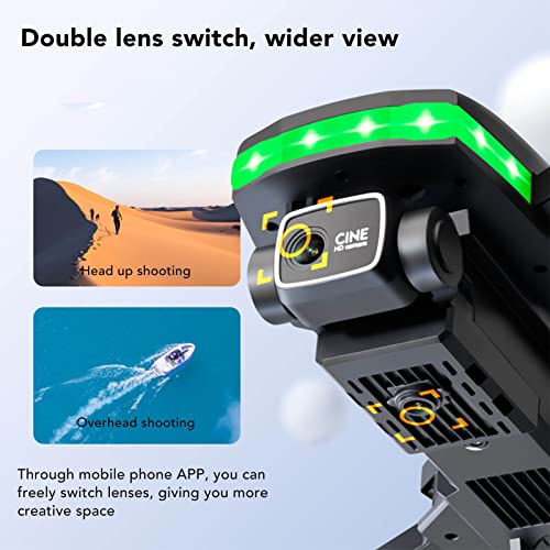 RC Drone Quadcopter with 4K HD Dual Camera, Mini RC Helicopters S162 for Adults Kids with Track Marking Flight, 360° Flip, Positioning Hover, LED Light Strip, Speed Adjustment