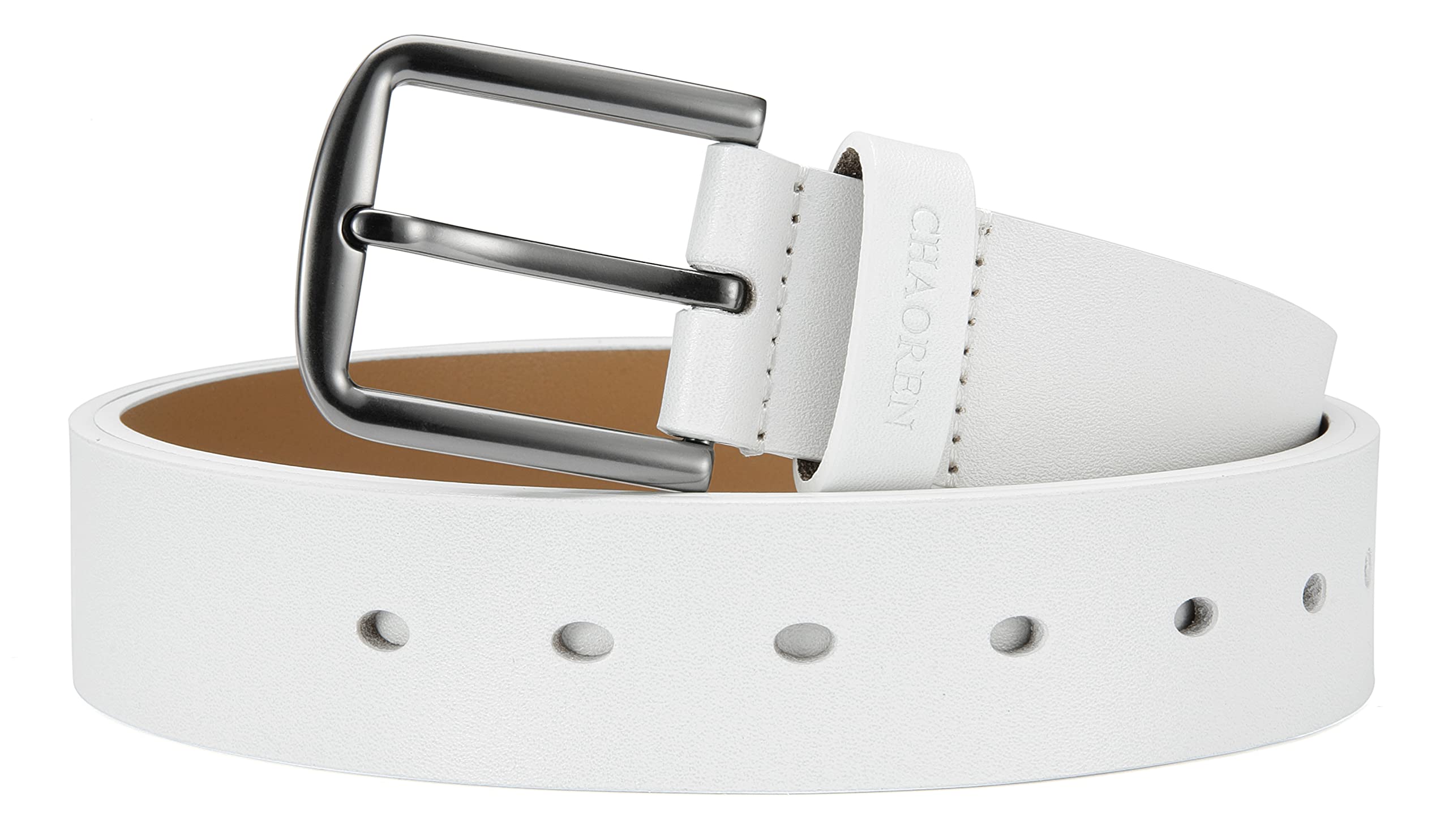 CHAOREN Golf White Belt Men Leather - Mens Belts Casual for Jeans 1 3/8" - Perfect Belt for Daily Use