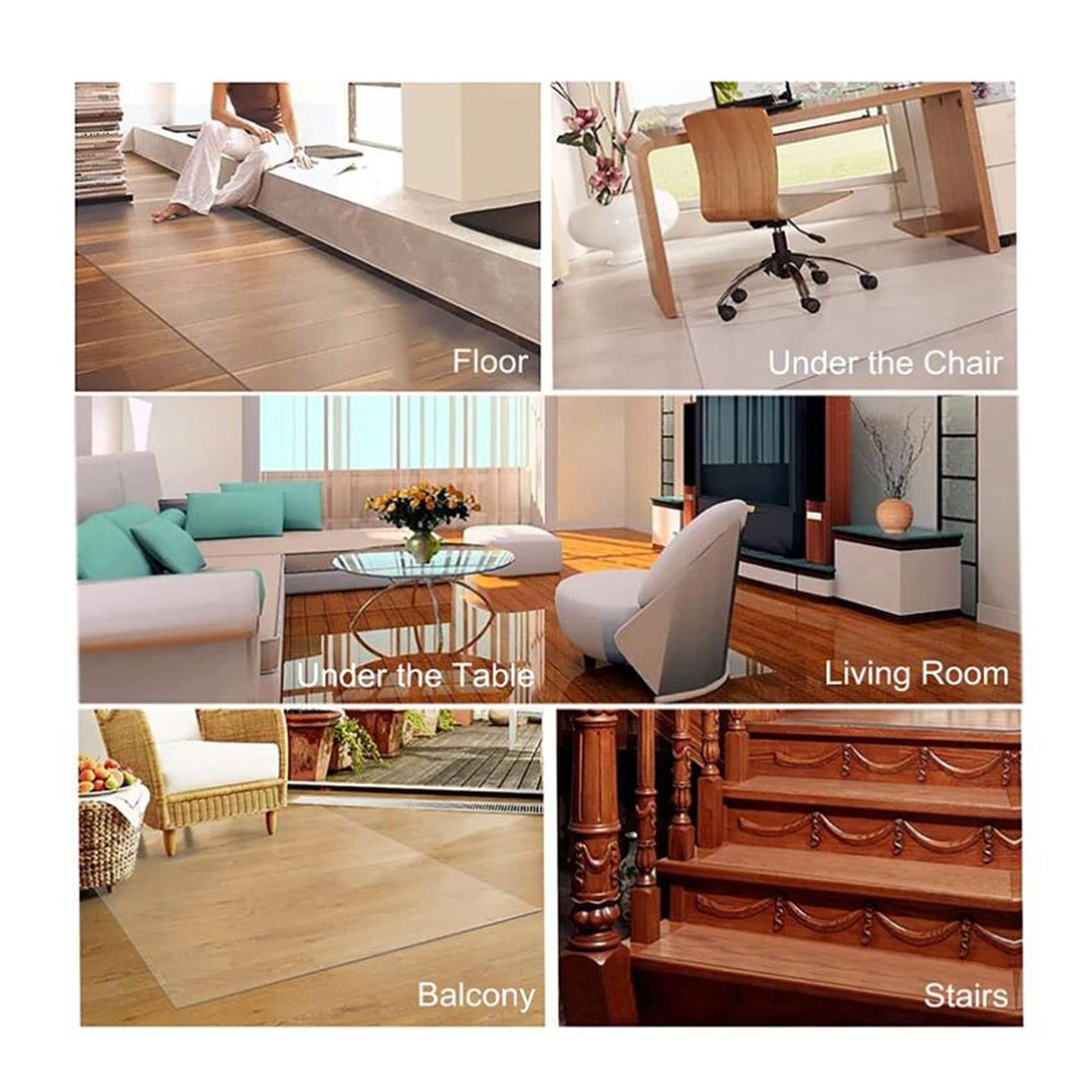 Clear PVC Desk Chair Mat Clear Entrance Floor Runner Protector,Clear Plastic Vinyl Rug Protector Cover, Family & Pet Friendly Transparent Mat Protect Pad, Non-Skid, Waterproof, Low Pile Doormat Use-80