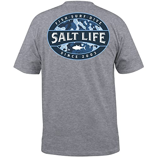 Salt Life Atlas Badge Short Sleeve Classic Fit Shirt, Athletic Heather, X-Large