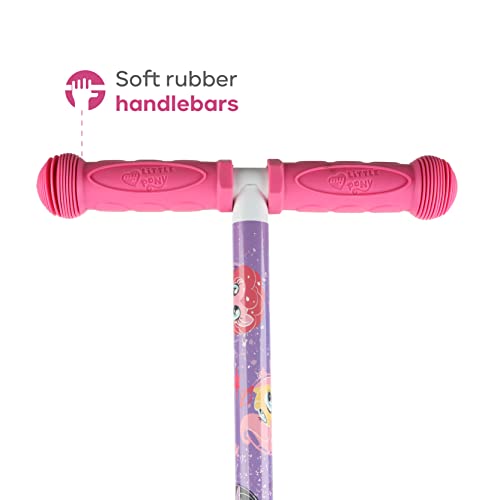 My Little Pony Self Balancing Kick Scooter with Light Up Wheels, Extra Wide Deck, 3 Wheel Platform, Foot Activated Brake, 75 lbs Limit, Kids & Toddlers Girls or Boys, for Ages 3 and Up