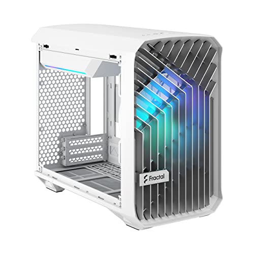 Fractal Design Torrent Nano RGB White - Clear Tint Tempered Glass Side Panel - Open Grille for Maximum air Intake - 180mm RGB PWM Fan Included - Type C - mITX Airflow Mini Tower PC Gaming Case