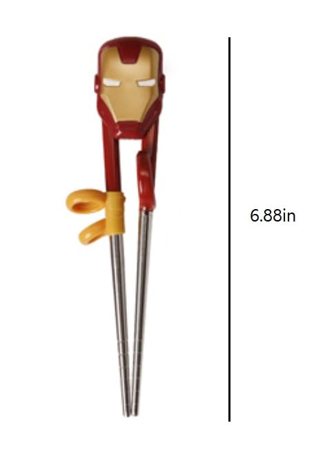Lilfant Super Hero Stainless Steel Training Chopsticks for Right-hand, Made in Korea, 7.8in