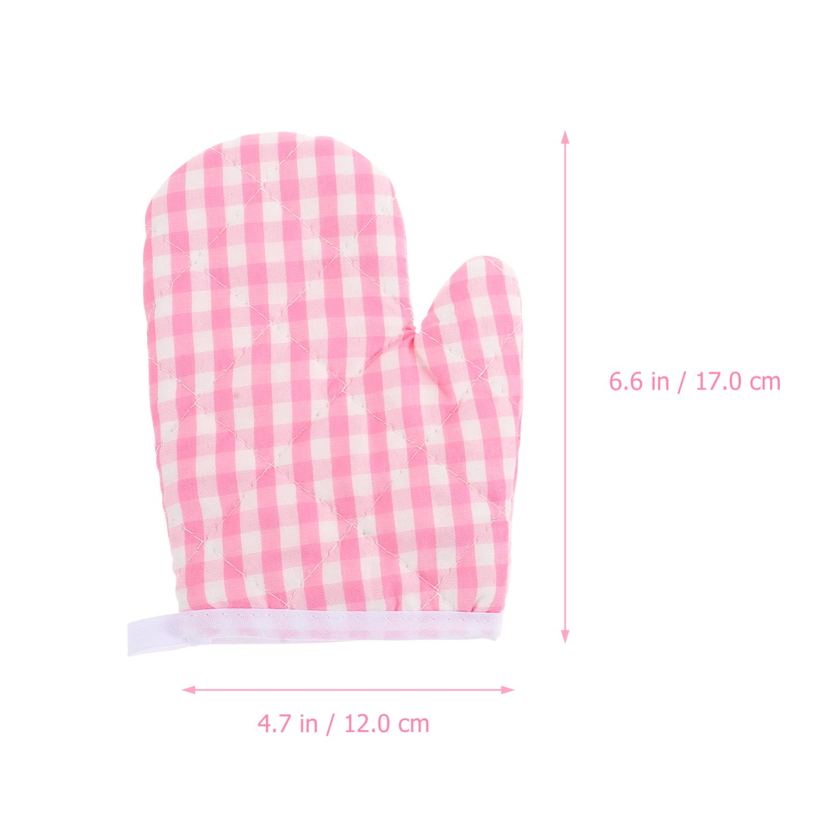 DOITOOL 2pcs Oven Mitts for Kids Children Play Kitchen Heat Resistant Kitchen Cooking Gloves for Cooking Baking Grilling ( Pink )