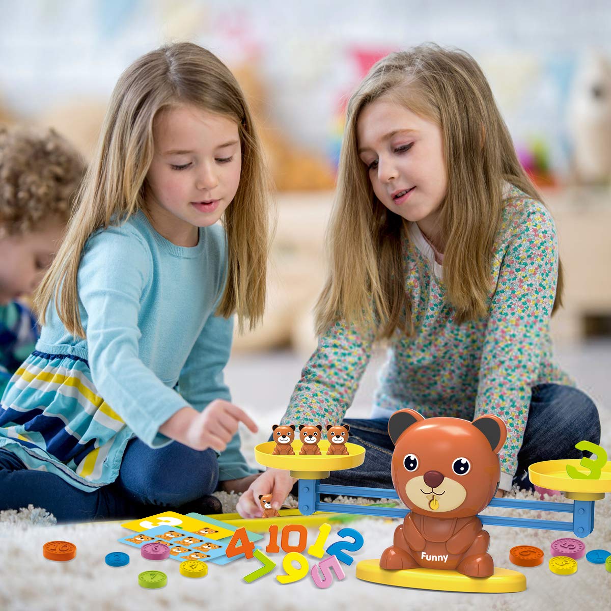 REMOKING Bear Balance Game Toy, Funny Math Number Game, Educational Learning Counting Number Toy with Numbers, Little Bears, Game Cards, Coins, Great Gifts for Kids 3 Years and up