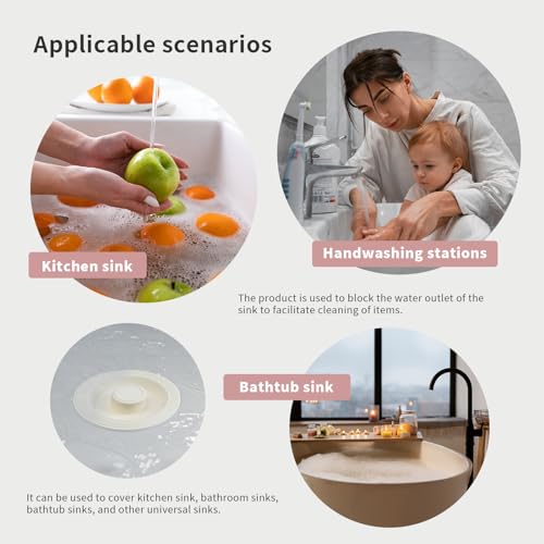 Faotup 2Pcs White Rubber Sink Stoppers Bathtub Stoppers Sink Stopper for Bathroom Laundry Drain Sink Stoppers Universal, 4.01"x4.01"x0.98"