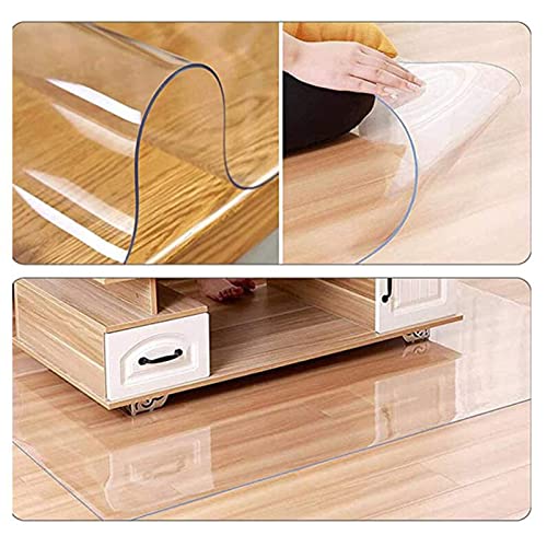 Clear PVC Desk Chair Mat 2.0mm PVC Floor Protection Pad Door Mat,Household Waterproof Non-slip Mat,for Hard Floors Table Cloth Protector, 40/50/60/70/80/90/100/110/120cm wide,100-500cm for Office & Ho