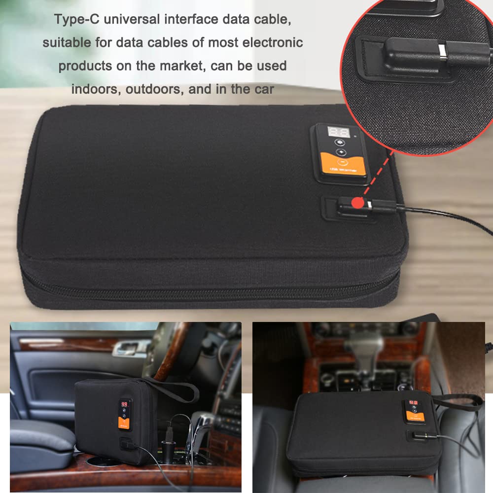 ERIQKCA Portable Car Wipes Heater Warmer, Multifunctional Baby Wet Wipes Warmer with Digital Display Screen, Home Car Dual-use Thermostat Heating Bag for Travel/Camping/Working (Black)