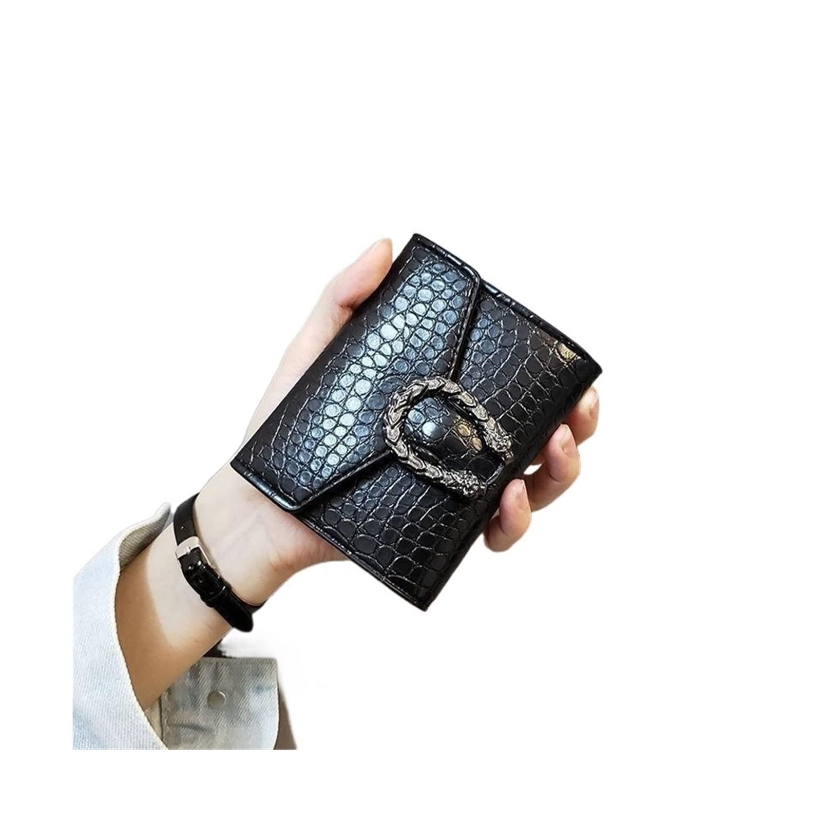 DFSYDS Wallets - Solid Color Small Wallets Women Short Folding Coin Purses Handbags Women's Bags Women's Wallets (Color : A2 Black)