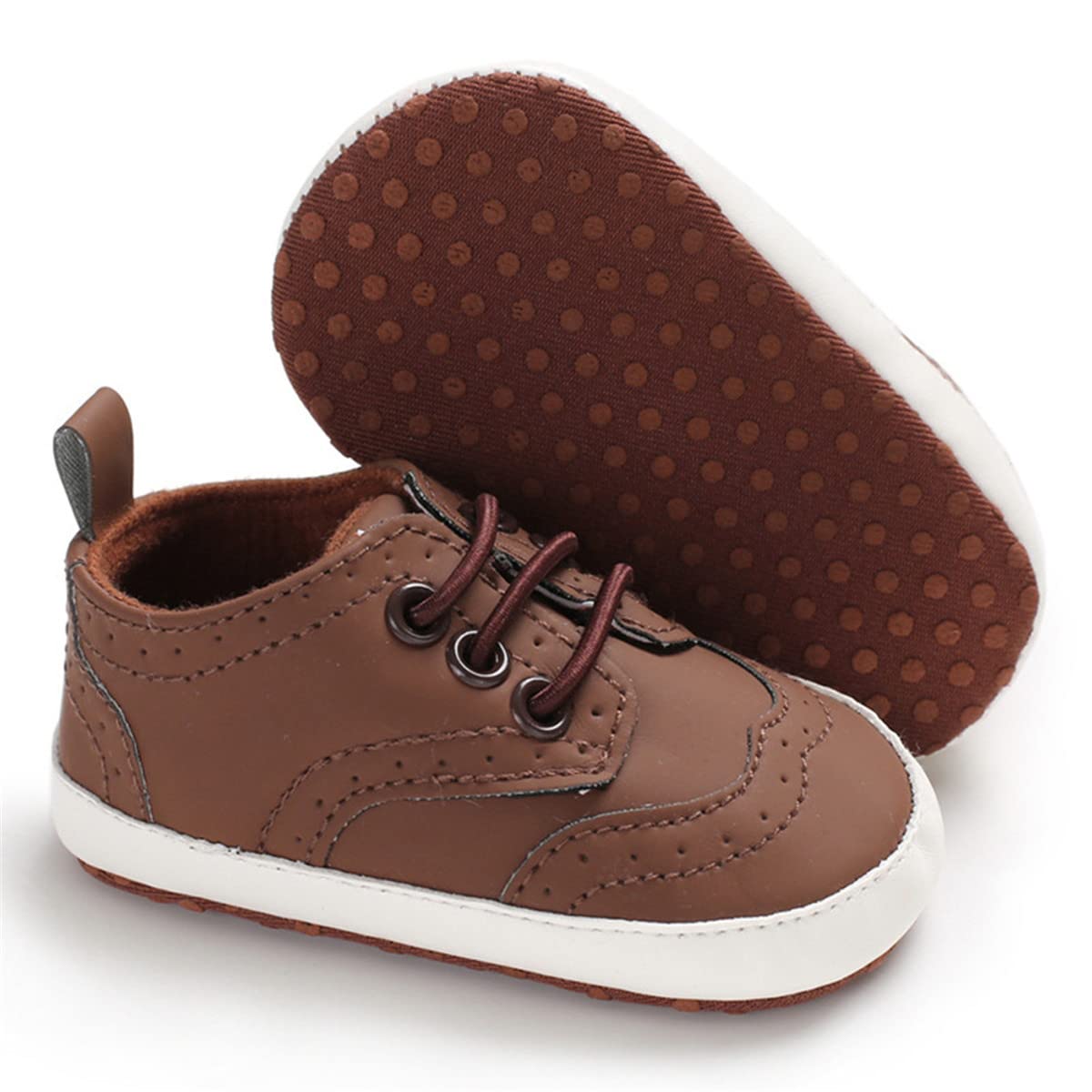 LAFEGEN Baby Boys Girls Classic PU Leather Loafers Soft Sole Oxford Dress Shoes First Walking Flat Moccasins Casual Sneaker(6-12 Months Infant 07 Brown)