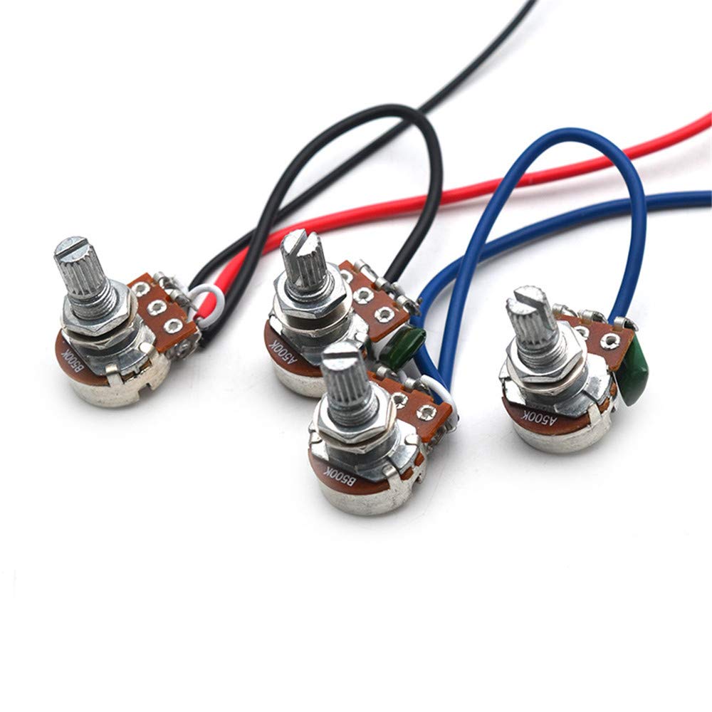 SAPHUE Guitar Wiring Harness Prewired 2V2T 3 Way Toggle Switch Jack 500k Pots for Gibson Replacement Guitar