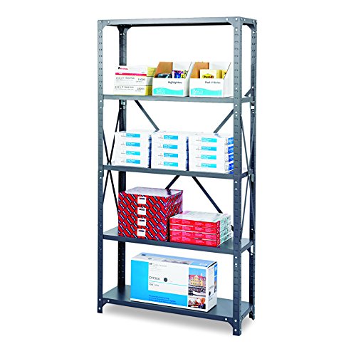Safco Products 6266 Commercial Shelf Kit 36" W x 18" D x 72" H with 5 Shelves, Gray