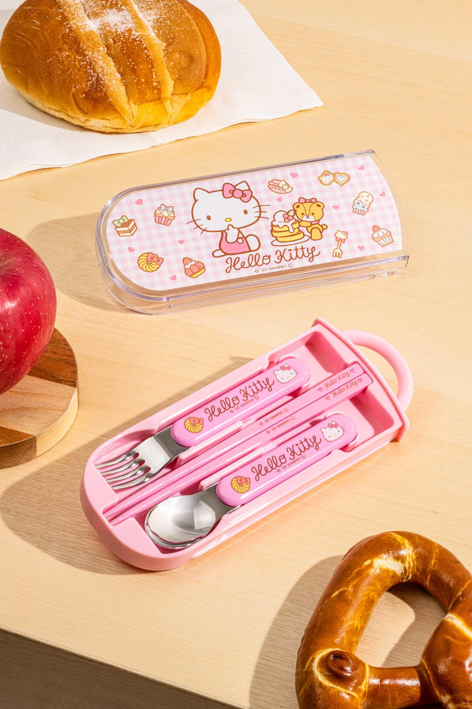 Hello Kitty Utensil Set - Includes Reusable Fork, Spoon, Chopsticks and Carrying Case - Authentic Japanese Design - Durable, Dishwasher Safe- Sweet