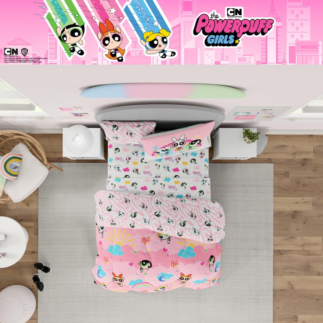 Franco Collectibles Powerpuff Girls Bedding 7 Piece Super Soft Comforter and Sheet Set with Sham, Full, (100% Official Licensed Product)