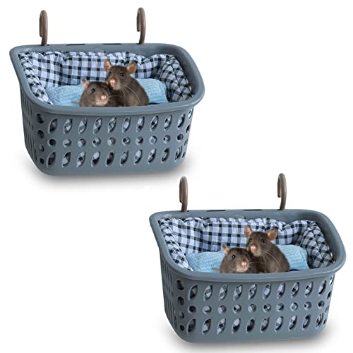 JWShang 2 Rat Hammock for Cage Chew Proof, Rat Warm Bed, Small Animal Hanging Hammock, Rat Cage Accessories for Small Animals Rat, Mouse, Guinea Pig, Chinchilla, Sugar Glider, Ferret (Large)