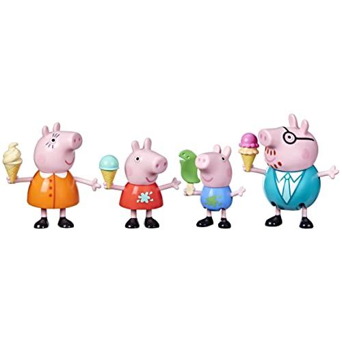 Peppa Pig Family Ice Cream Adventure - 4-Pack Toy Figures with Treats, Ages 3+