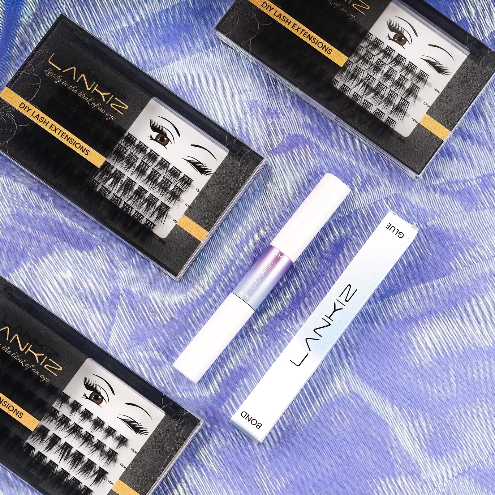 LANKIZ DIY Eyelash Extension, 72pcs Lash Clusters Individual Lash Extensions, Soft Cluster Lashes, 10-16mm Mix Resuale Lash Extension Clusters