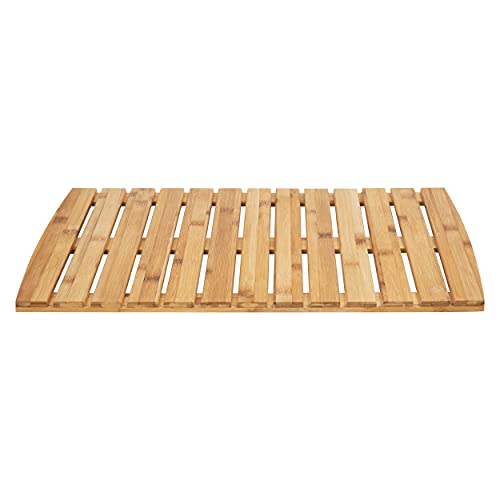 Mind Reader Bali Collection, Luxury Bamboo Shower Bath Mat, 25.2"L x 15.75"W x 0.67"H, Brown
