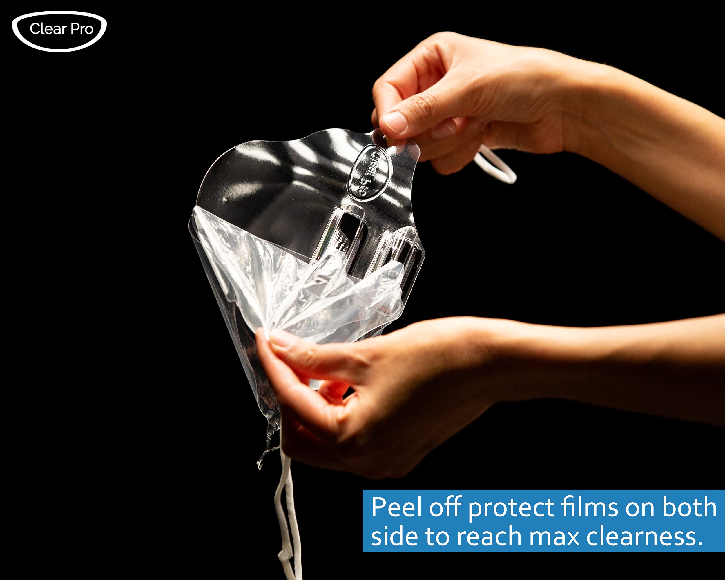 Clear Mask Pro (10 Pack), Clear Hygienic Open Mouth Shield For Restaurants, Food Handlers and Retail -Ultralight Weight Recyclable Mask. -Not For Protection.
