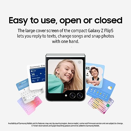 SAMSUNG Galaxy Z Flip 5 Cell Phone, Factory Unlocked Android Smartphone, 512GB, Compact, Foldable Design, One-Hand Control, Best Selfies, Full Cover Screen, US Version, 2023, Mint