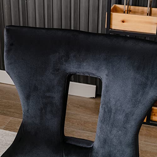 GOTMINSI Velvet Dining Chairs Set of 2, Dining Room Chairs with Nailhead Rivet Trim Design,Upholstered High Back Dining Chairs for Kitchen Dining Room Mid Century Modern Living Room Chairs,Black