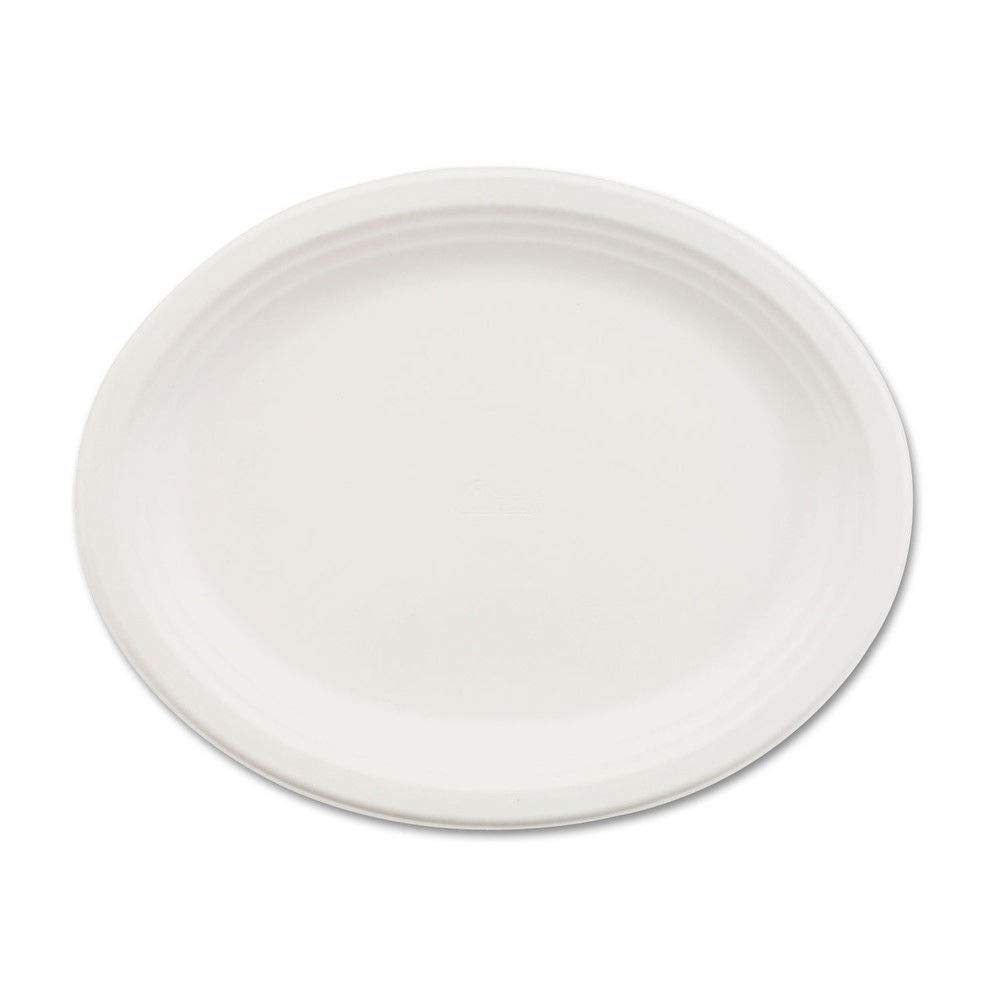 Chinet 21257 9-3/4 in. x 12-1/2 in. Oval Platter Classic Paper Dinnerware - White (500/Carton)