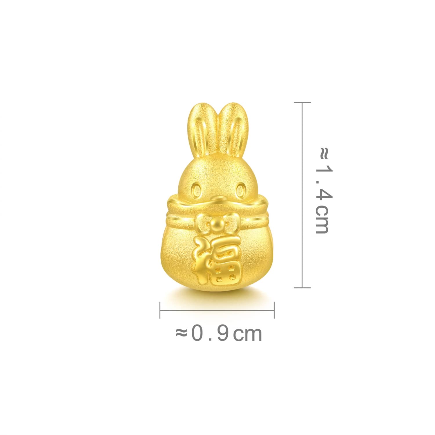 CHOW SANG SANG 999 24K Solid Gold Mini Charm Lucky Rabbit in Lucky Bag Charm Bracelet for Women 93687C