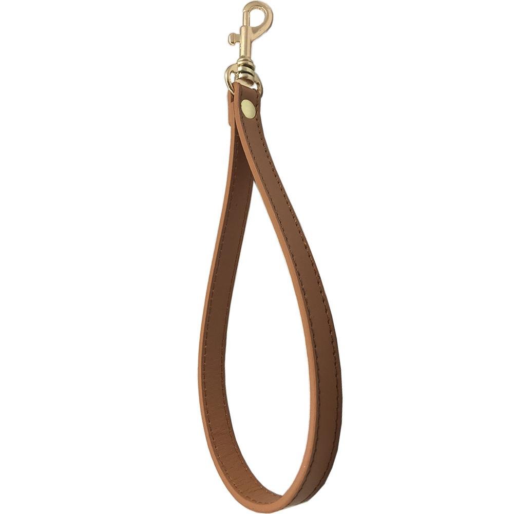 SaSarili Camel Wristlet 1/2" wide Replacement Clutch Handbag Purse Wrist Pouch Strap Brass Tone Hardware