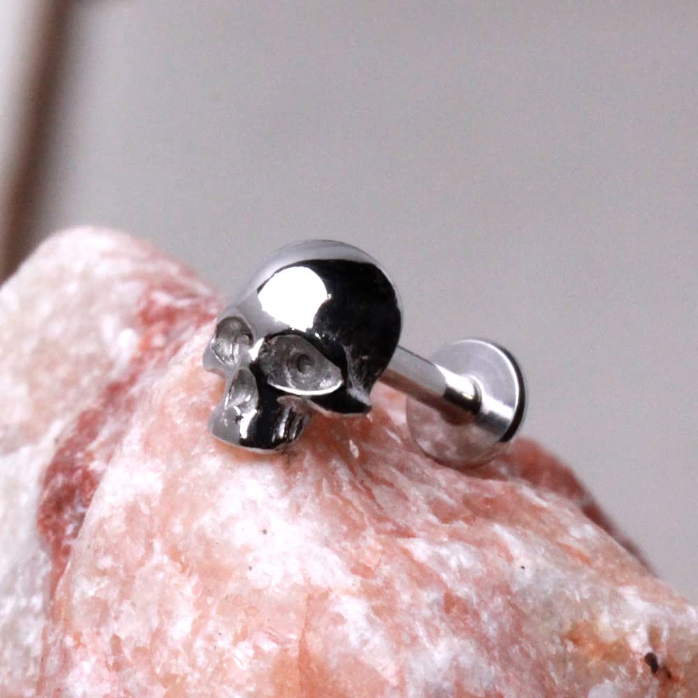 Covet Jewelry 316L Stainless Steel Skull Push In Labret
