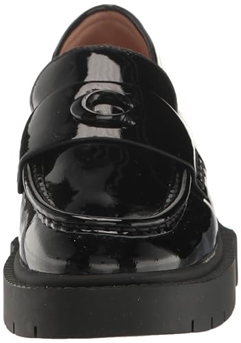 COACH Women's Flats Leah Loafer in Patent Leather, Color Black Patent, Size 8