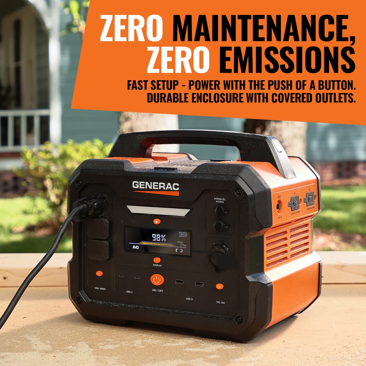 Generac GB1000 1086Wh Portable Power Station with Lithium-Ion NMC - Clean, Emission-Free Power - Fast Solar Charging and Compact Design - Wireless Charging Pad for Camping, RV, Indoor/Outdoor Use