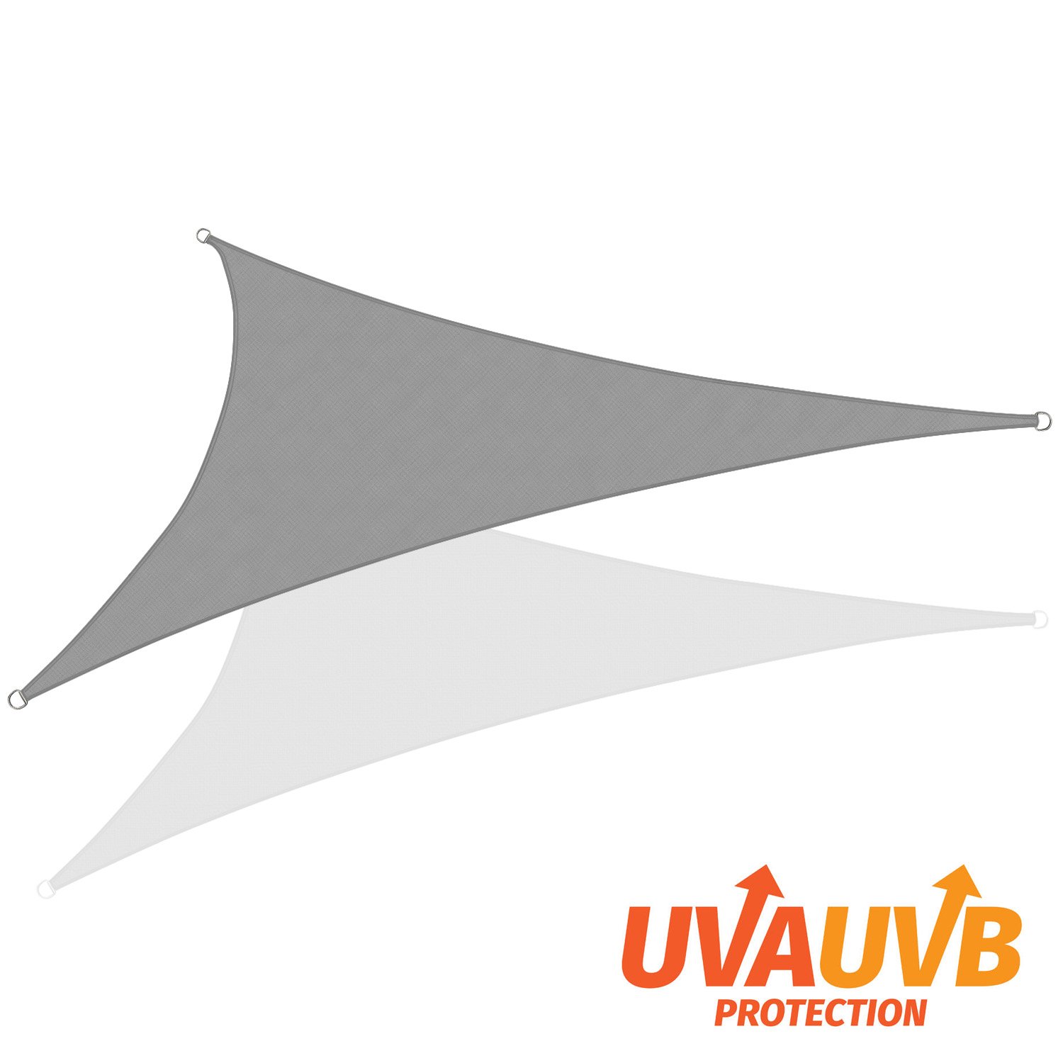 KHOMO GEAR Triangle Sun Shade Sail 16x 16 x 16 Ft UV Block Fabric - Grey