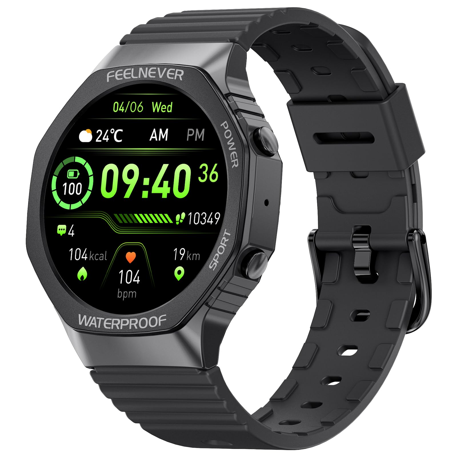 FOXBOX Smart Watch for Men(Answer/Make Call),1.32" Touch Screen Fitness Tracker with Blood Pressure/Heart Rate Tracker,Pedometer,Stopwatch,IP67 Waterproof Black Smart Watches for Android/iOS Phone