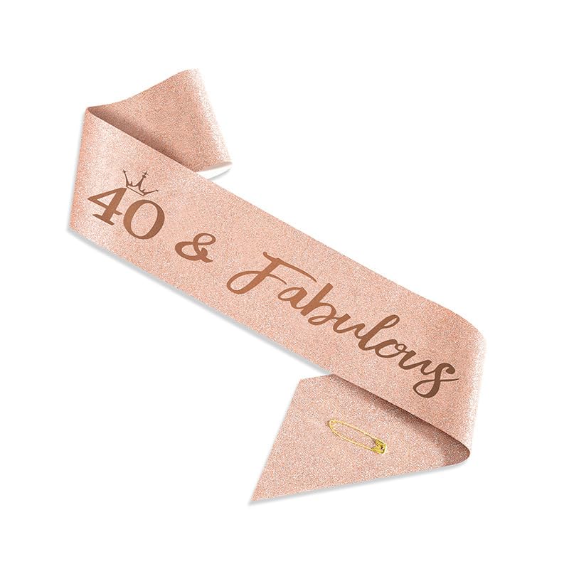 Generic 40th Birthday Sash and Tiara Set, Party Supplies for Her, Decorations, Rose Gold,40th Birthday Gifts for Women, 5.2inch