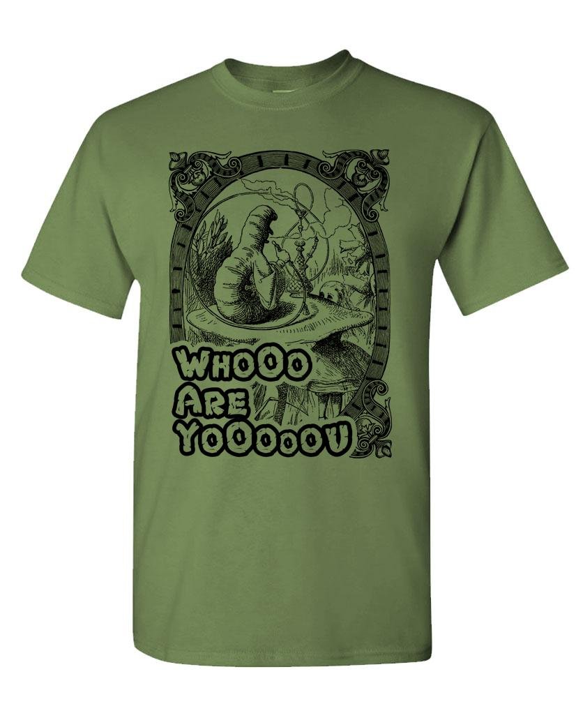 CATERPILLAR - retro alice in wonderland Tee Shirt T-Shirt, L, Military