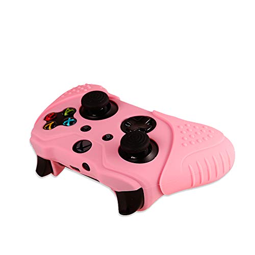 CHINFAI Xbox One S/X Controller Grip Skin Anti-Slip Silicone Protective Cover Case for Xbox 1 Controller with 4 Set Thumbstick Caps (Pink)