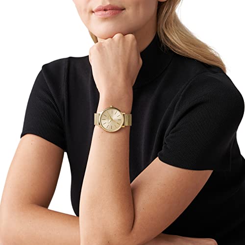 Michael Kors Women's Pyper Stainless Steel Quartz Watch with Stainless-Steel-Plated Strap, Gold, 18 (Model: MK4339)
