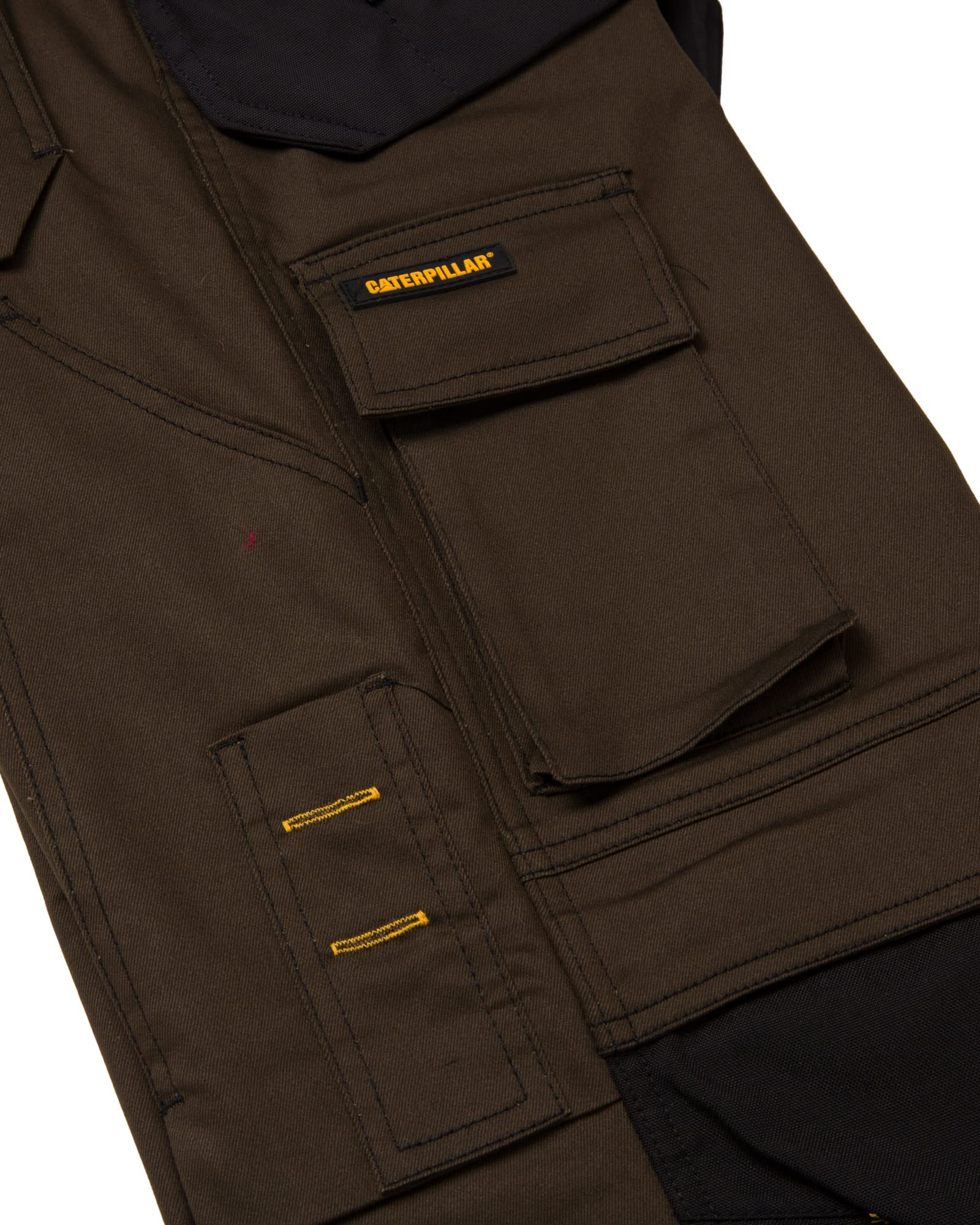 Caterpillar Men's H2O Defender Water Resistant Work Pants with Reinforced Knees, Bellowed Cargo Pocket and Tool Bags, Dark Earth/Black, 34/30