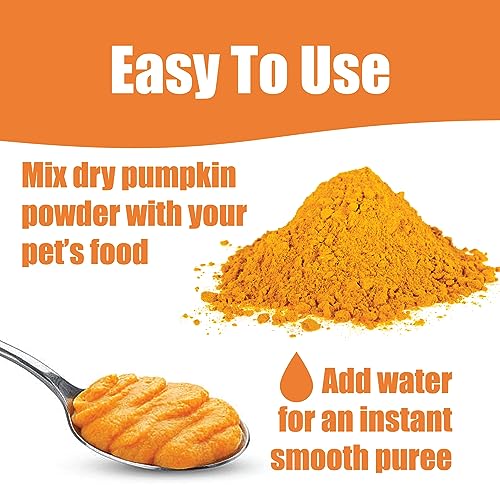 Whole Life Pet Pumpkin Powder for Dogs and Cats. Firms Stool, Relieves Diarrhea. Mix with Water for Instant Puree. No Mess or Waste from Cans. Human Grade Quality