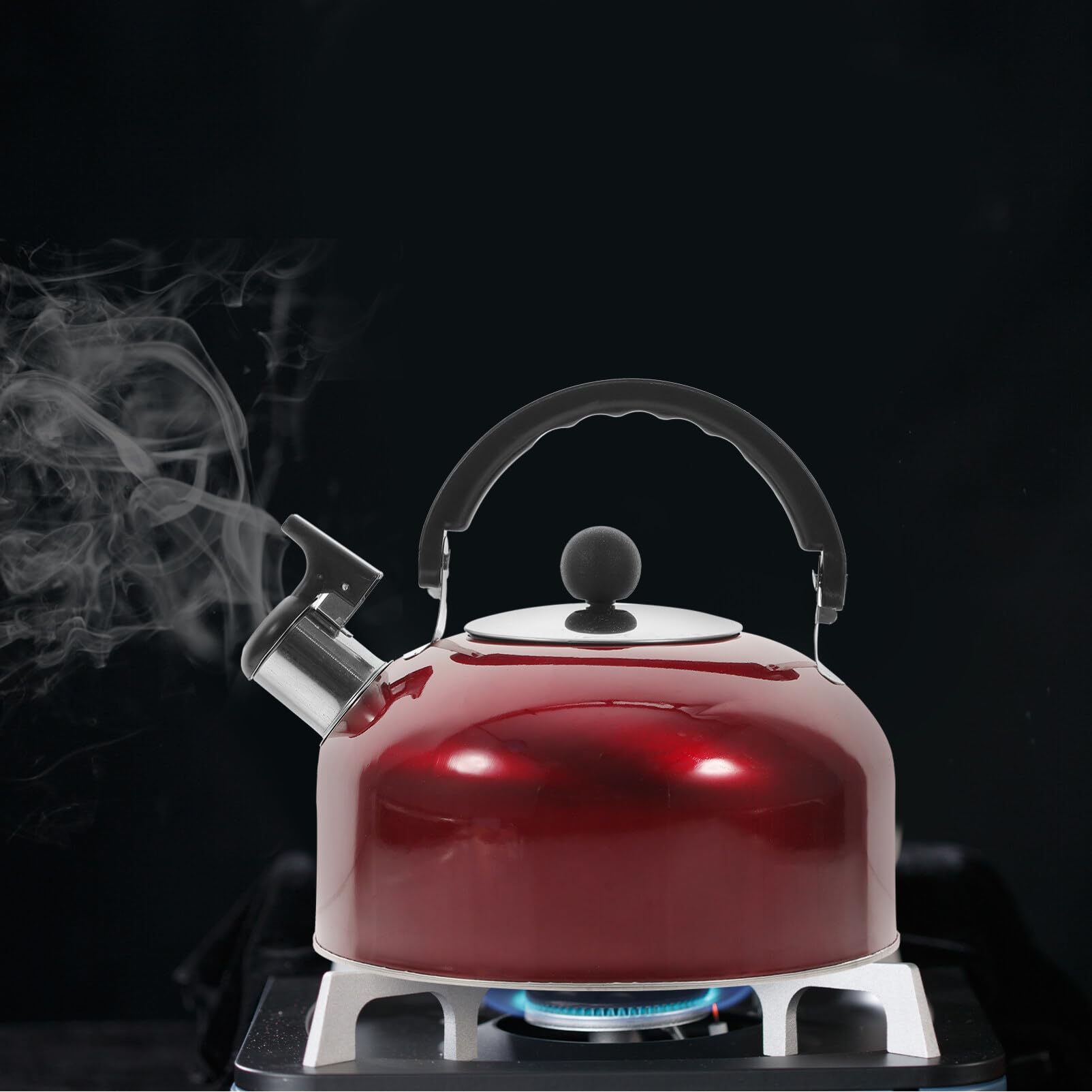 HEMOTON Tea Hemispherical Restaurant Whistling Anti- Coffee Large Red Boiled Stove Camping Espresso Handle Boil Black Kettle Small Boiling Electric with Wine Pot Household Machine Touch