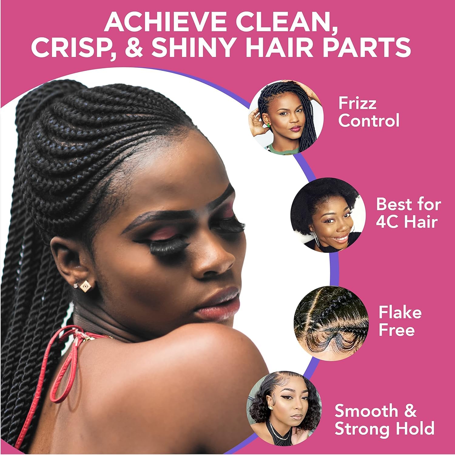 Esha Slick N Slay Braiding Gel - 3-in-1 Ultra Extreme Hold Gel for Locs, Twists & Edges - Hydrating & Conditioning Shining Formula - Fast Drying (APPLE, 5 oz.)
