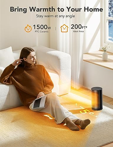 GoveeLife Smart Space Heater, Electric Space Heater with Thermostat, Wi-Fi & Bluetooth App Control, Works with Alexa & Google Assistant, 1500W Ceramic Heater for Bedroom, Indoors, Office, Living Room
